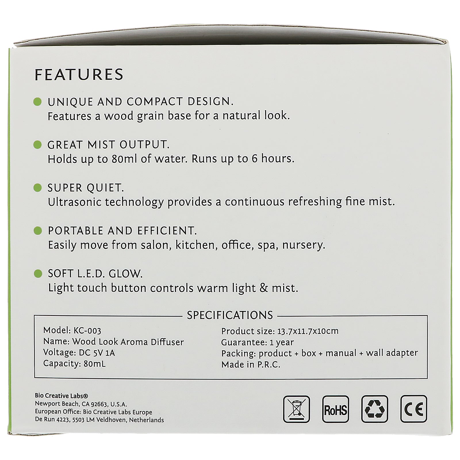 BCL, Be Care Love, Ultrasonic Mist Diffuser, 1 Diffuser – muscabeauty